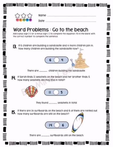 Mixed Addition and Subtraction Word Problems (with answers) for Grades 1-2