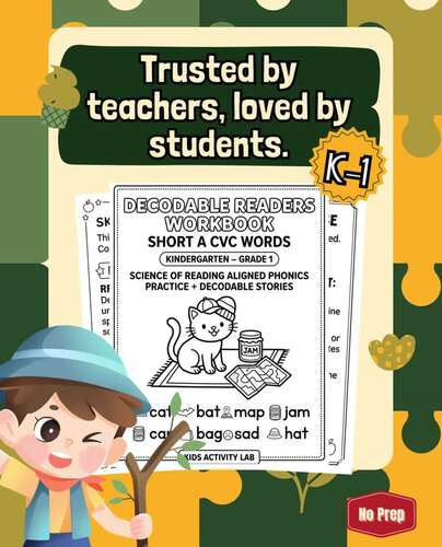 Short A Phonics Worksheets Bundle | Decodable Stories Activities | No Prep