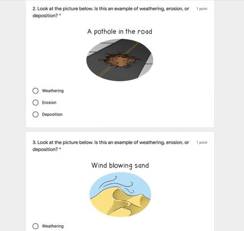 Earth Science Test with Google Forms™ - Weathering, Erosion, Deposition