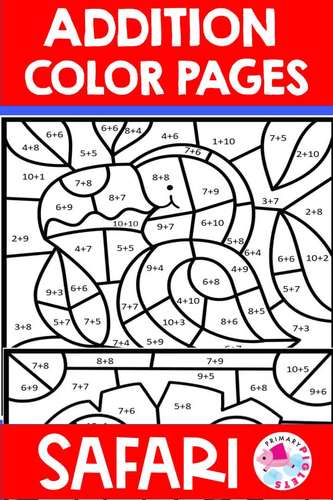 SAFARI ZOO Color by Number Code Addition & Subtraction to 10 & 20 BACK ...