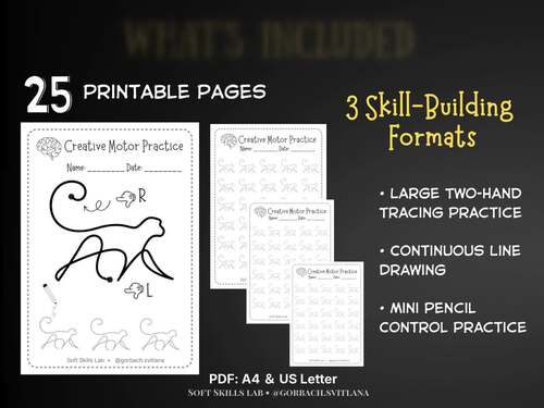 Bilateral Zoo Fine Motor Worksheets | Two-Hand Tracing & Pre-Writing