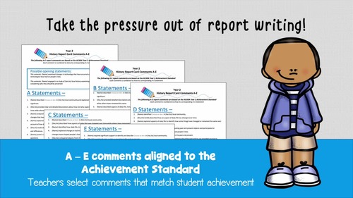 Australian Curriculum Year 2 History Report Card Comments by Ideacations