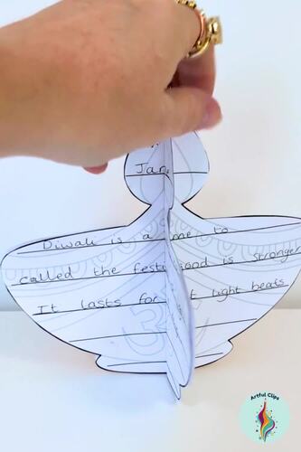 Diwali Craft, 3D Diya Lamp With Rangoli Art Patterns, Festival of Lights