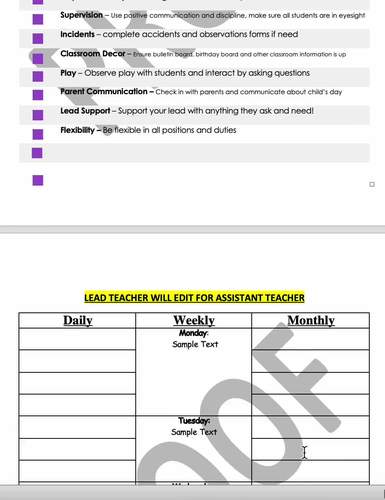 Assistant Teacher Daily Duties Checklist by Admin 4 You | TPT