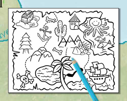 Treasure Island Map Coloring - Talk Like A Pirate Day - Pirate Coloring ...