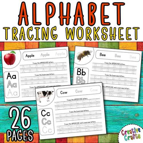Alphabet Letters A-Z Printable Tracing Worksheets With Real Photos for ...
