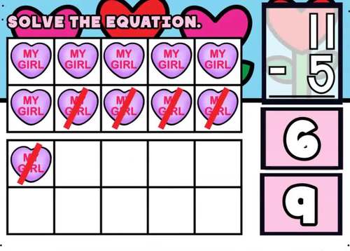 Valentines Day Candy Hearts Subtraction Within 20 Boom Cards Facts to 20