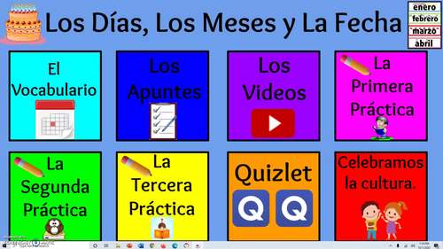 Spanish Days, Months & Date Unit - Remote Learning - Días, meses, fecha