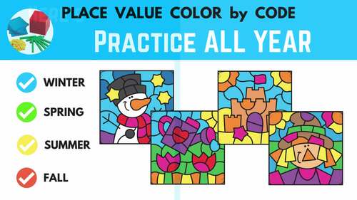 Place Value Color by Code Worksheet for the Whole Year | TPT