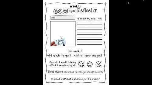 Weekly Goal and Reflection by The Savvy Sloth | TPT