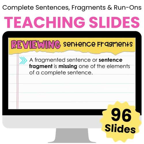Complete Sentences, Run-Ons & Fragments: 4th & 5th Grade Grammar ...