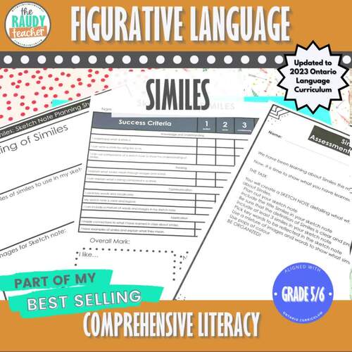 Similes | Grade 5 and 6 | New Ontario Language Curriculum 2023 | TPT
