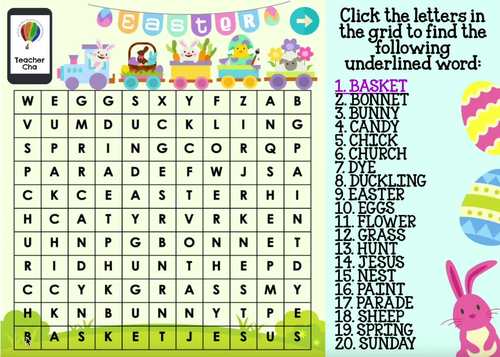 Word Search: Easter Edition (BOOM Cards™ for Teletherapy and Distance ...