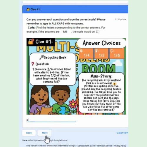 4th Grade Multi-Step Word Problems Escape Room | Earth Day Math Activity