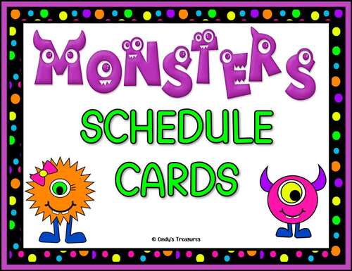 Monsters Schedule Cards by Cindy's Treasures | TPT