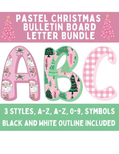 Pastel Christmas Bulletin Board Letters: Pink Pastel Christmas Letters