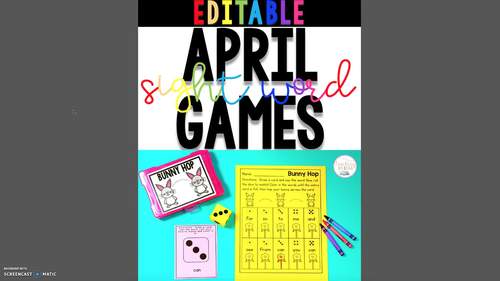 April Sight Word Games - Editable by Kayse Morris - The CEO Teacher