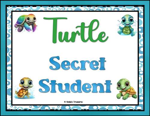 Secret Student-Turtle Theme by Cindy's Treasures | TPT