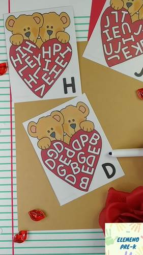 Valentine Bear Letter Search Cards by ElemenoPreK | TPT