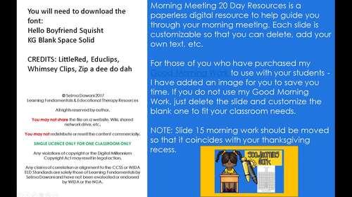 Morning Meeting Messages for November by The Blue Brain Teacher | TPT