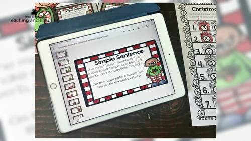 Simple and Compound DIGITAL Christmas Sentences Task Cards | TpT