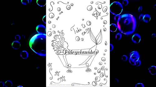 Take It Easy Mermaid Path Coloring Page For Kids And Adults Fantasy Art