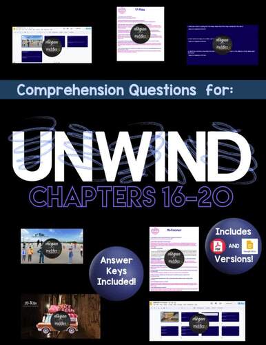 UNWIND: Comprehension Questions for CHAPTERS 16-20 by Megan and the Middles