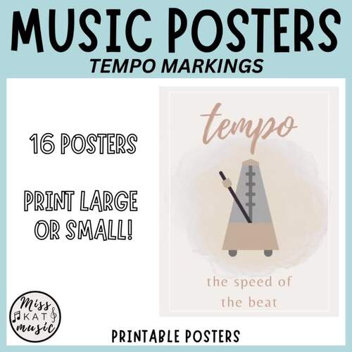 Tempo Marking Definitions Posters for Music Classroom by Miss Kat Music