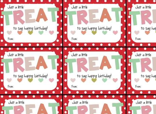 Rice Krispies Treat Birthday Gift Tag- Just a little treat to say happy ...