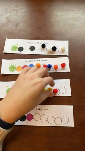 Caterpillar Pom Pom Patterns, Kindergarten Math Games, Visual ...