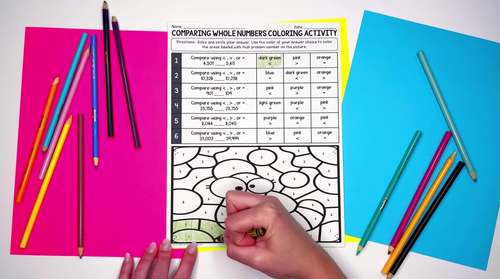 4th Grade Place Value Color by Number Worksheets | 4.NBT.1 4.NBT.2 4.NBT.3