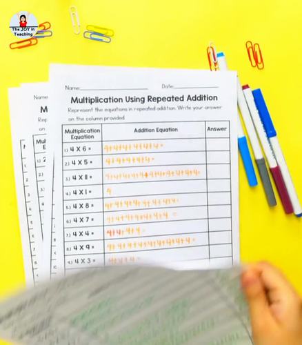 Multiplication Using Repeated Addition Worksheet by The Joy in Teaching