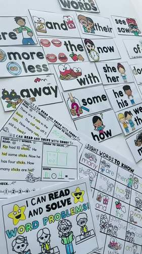 Decodable Word Problems GROWING BUNDLE - with Visual Word Walls!