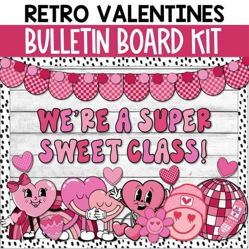 Retro Valentines Bulletin Board Kit / Groovy February Bulletin Board Decor