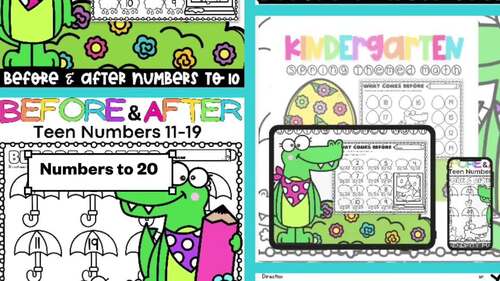 Spring Themed Before & After Numbers to 10 Kindergarten Math Worksheets