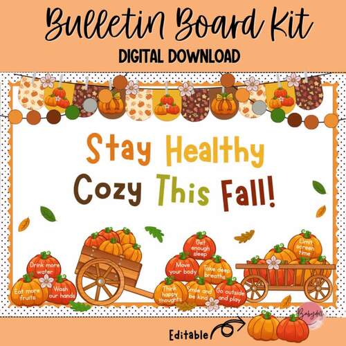 Fall Bulletin Board Kit | Healthy Habits Classroom Decor | Pumpkin Theme