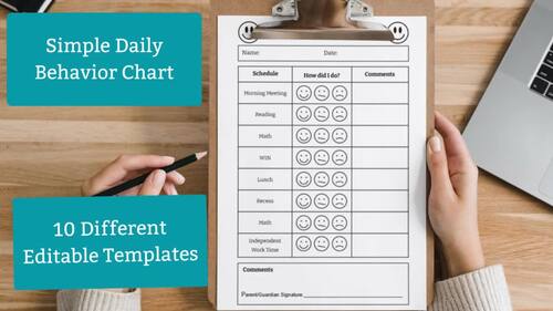 Editable Daily Behavior Chart: Classroom Management, Student Reward System