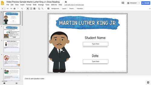 Martin Luther King Jr. Activities Reading and Comprehension DIGITAL only