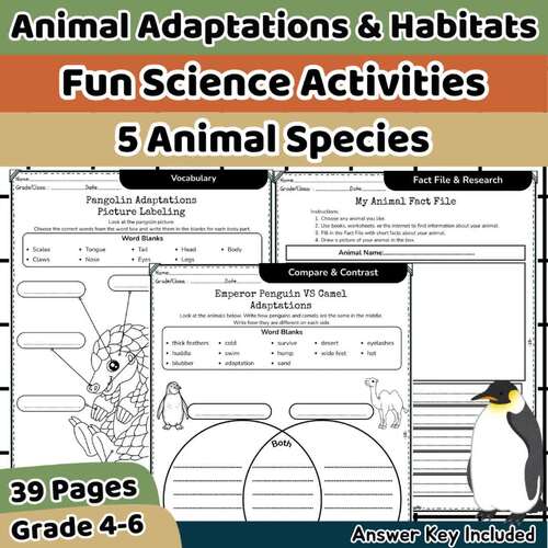 Animal Adaptations & Habitats | Science Worksheets & Activities for ...