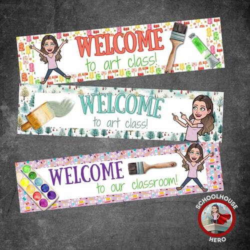 Art Class Theme Google Classroom Banners Headers Editable in Canva