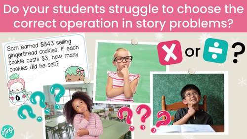 Winter Math Task Cards Multi-digit Multiplication & Division Story Problems