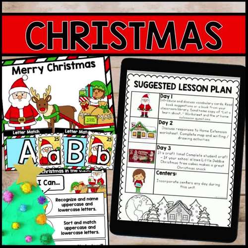 Holidays around World CHRISTMAS in USA Kindergarten Printable Craft Centers