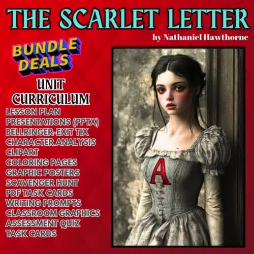 THE SCARLET LETTER by Nathaniel Hawthorne-Literature Novel Study BUNDLE