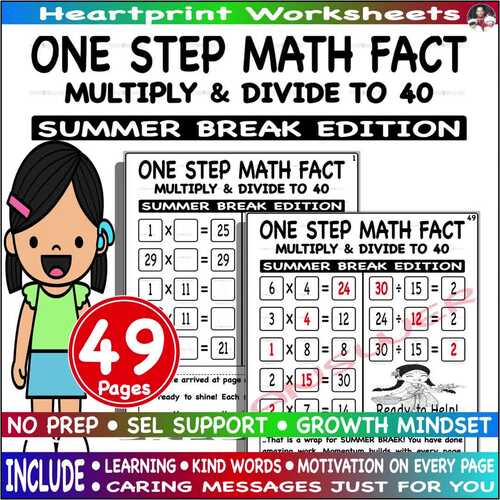 One step multiplication & division to 40 fact families Bright - Summer ...