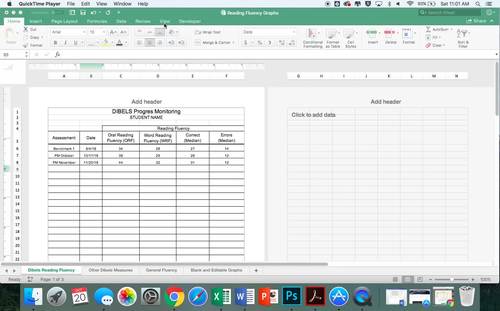 Dibels Progress Monitoring Graphs (EXCEL) by ATLAS ABA Materials