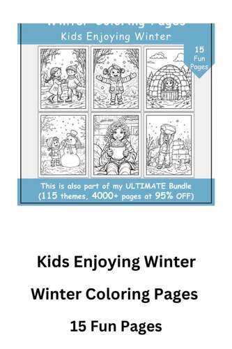 Winter Coloring Pages: Kids Enjoying Winter: Relaxing Coloring for Kids ...