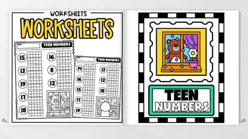 Kindergarten Teen Numbers 11–19 Compose Decompose | Worksheets | Animals