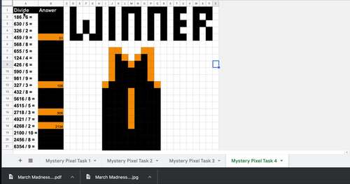 March Madness Math Challenge | Mystery Pixel Art | Fourth Grade Review