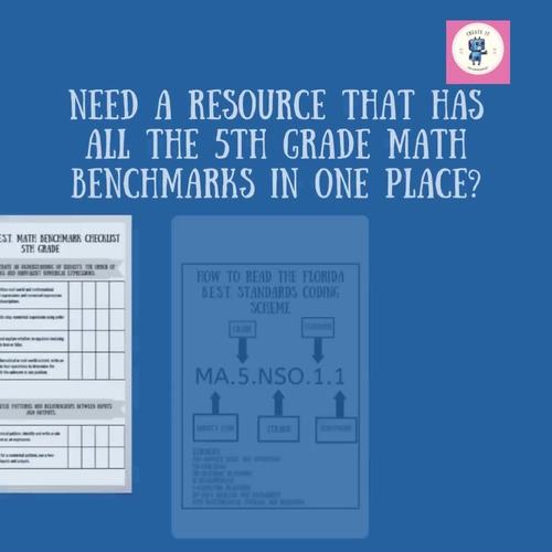 Florida B.E.S.T. standards/benchmarks checklist & planning bundle Math ...
