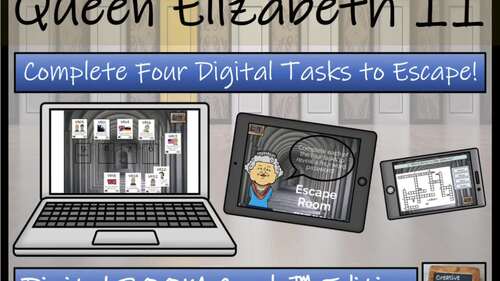 Queen Elizabeth II BOOM Cards™ Digital Escape Room Activity | TPT